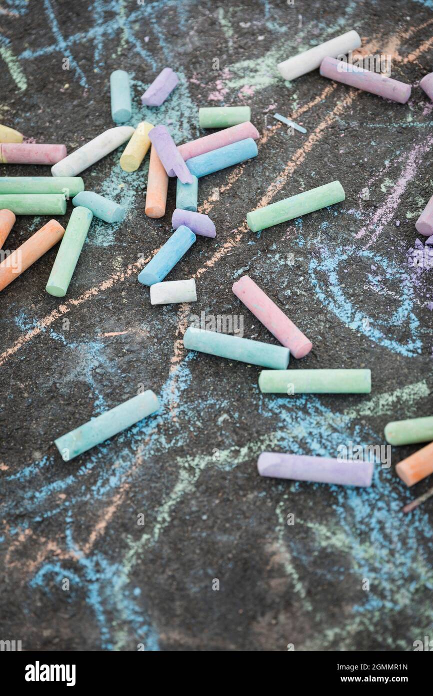 Multicolor sidewalk chalk Stock Photo - Alamy