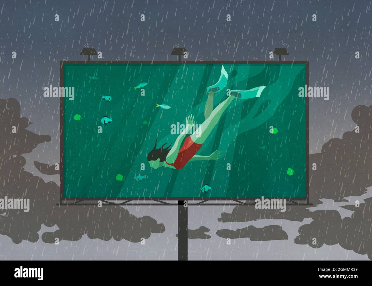 Woman swimming underwater with flippers hi-res stock photography and ...