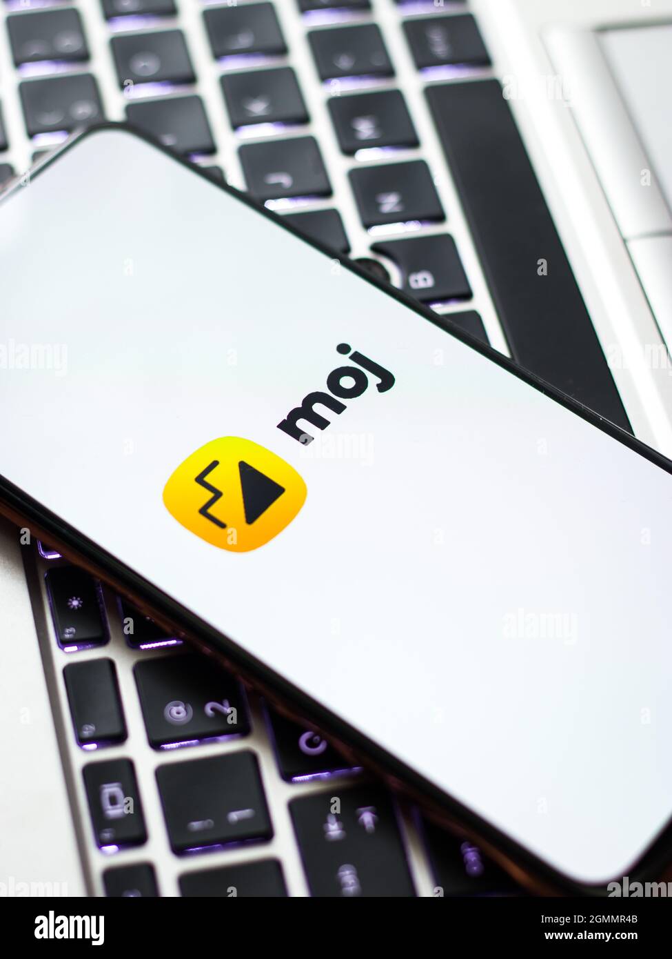 West Bangal, India - August 21, 2021 : Moj app logo on phone screen ...