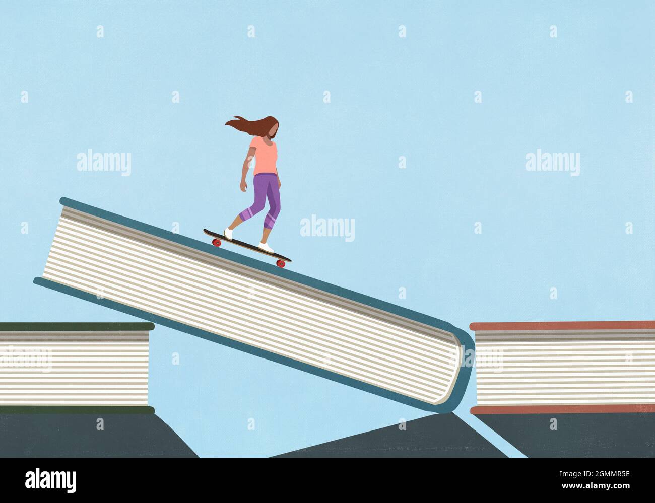 Woman skateboarding down book cover Stock Photo - Alamy