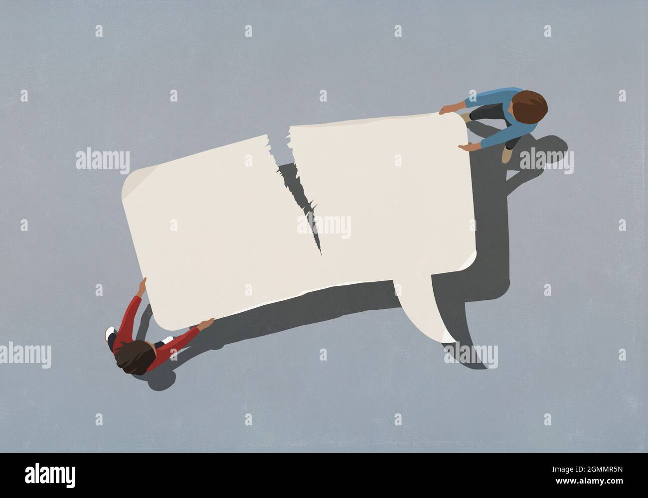 Couple ripping speech bubble Stock Photo - Alamy