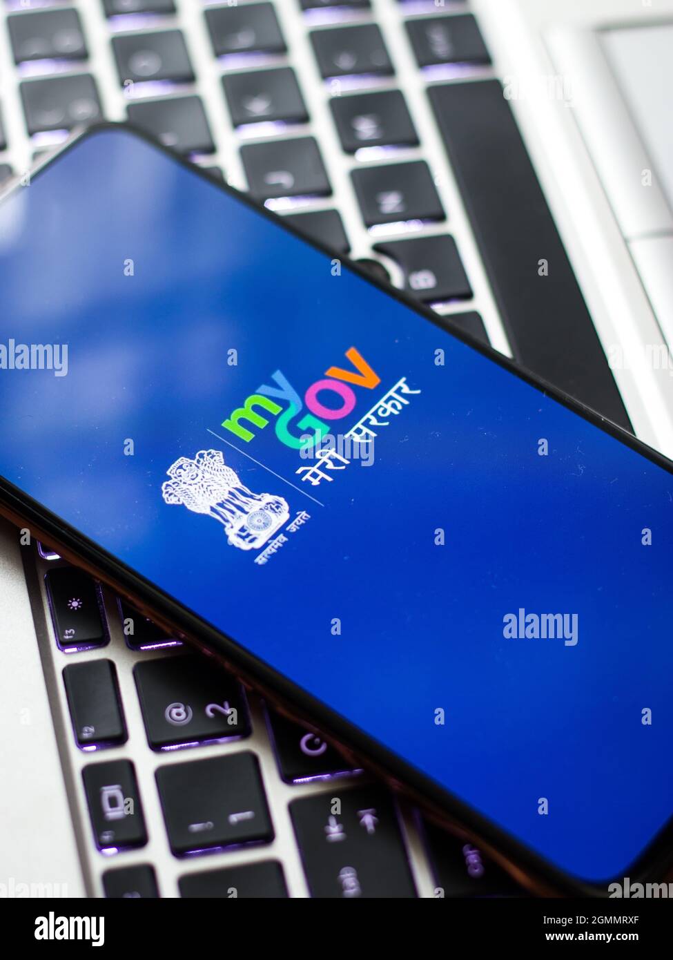 West Bangal, India - August 21, 2021 : My Gov app logo on phone screen ...