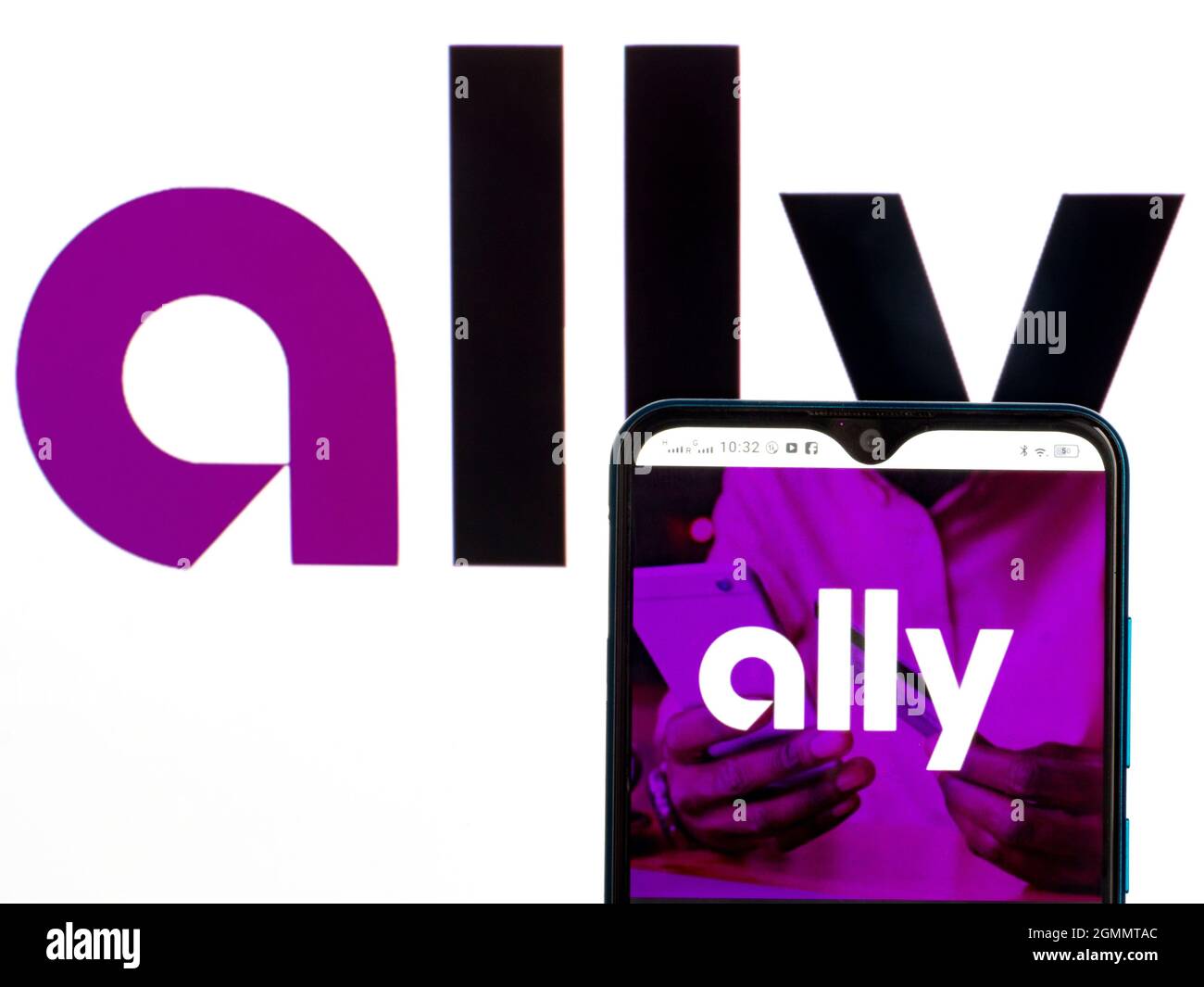In this photo illustration Ally Financial Inc. logo seen displayed on a ...
