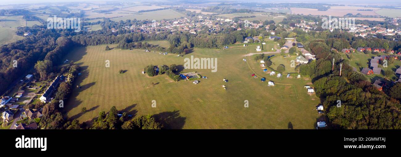 Panoramic, aerial view of Kingsdown International Camping Centre, taken ...