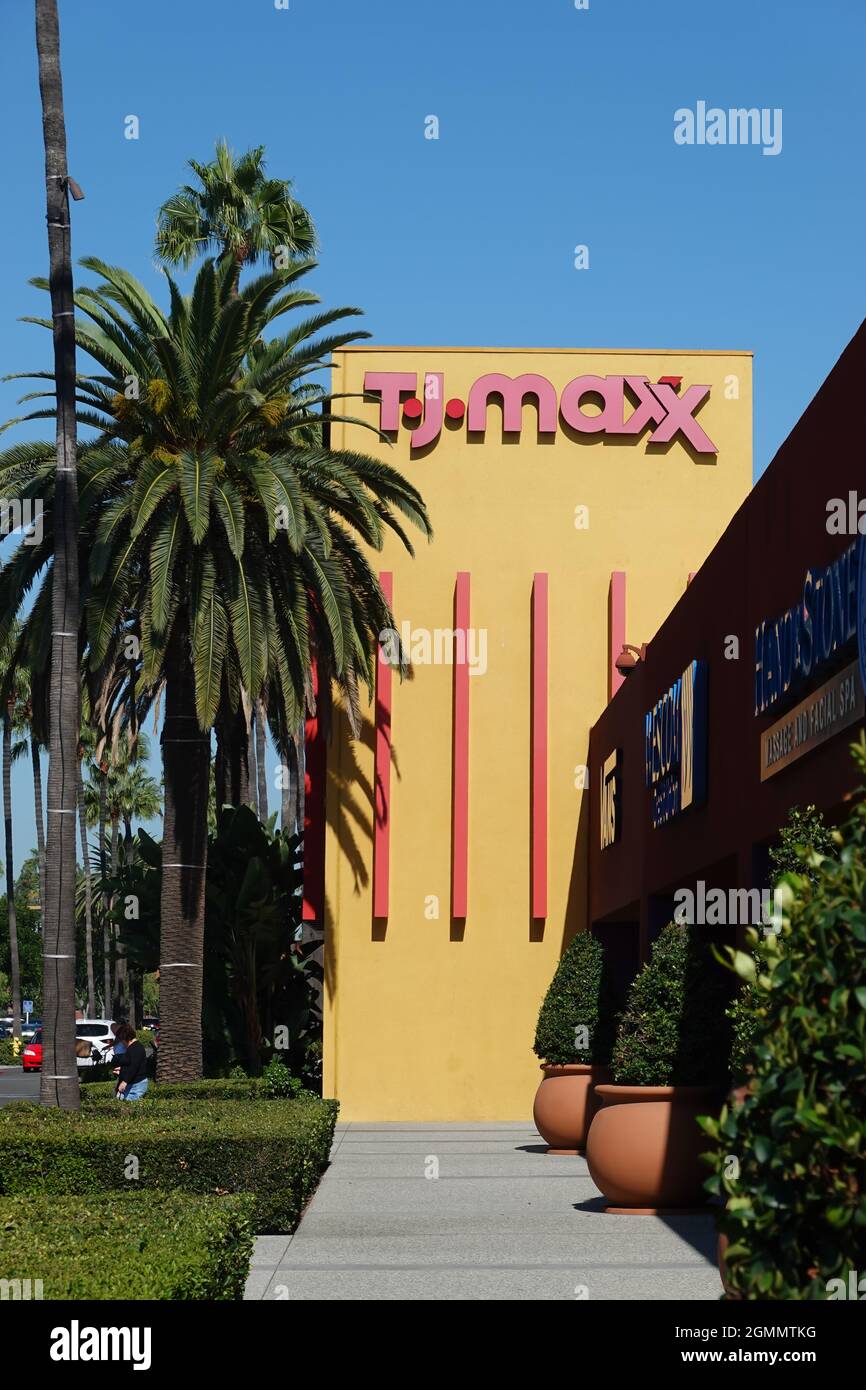 T.J. Maxx store exterior sign and logo on a store in Tustin California ...