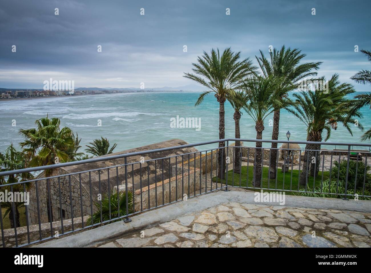 View of Peniscola beach from the castle of Pope Luna Stock Photo - Alamy