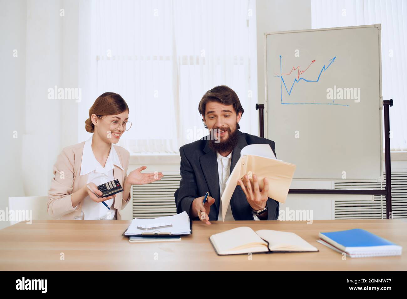 work colleagues in the office professional's desk communication Stock ...