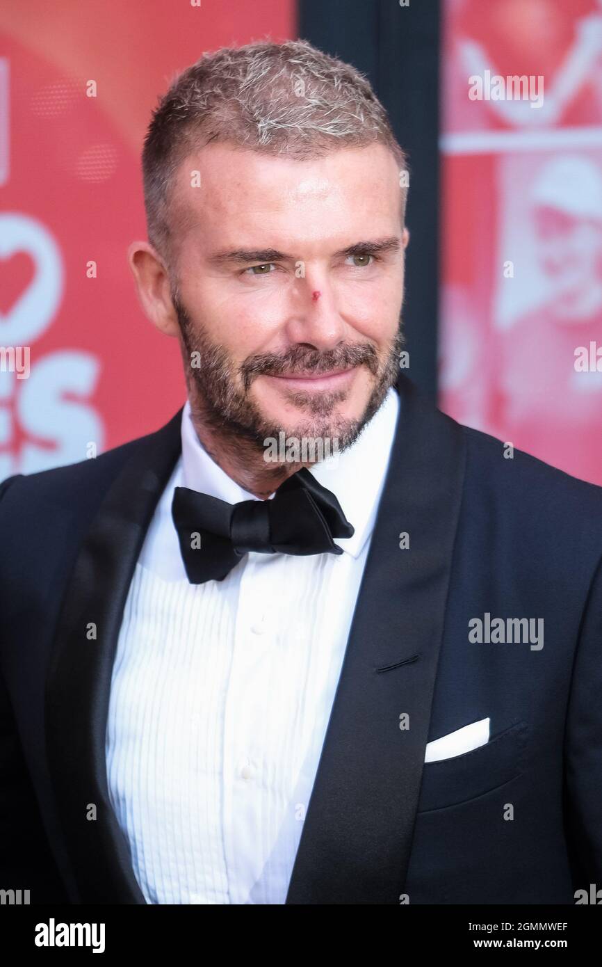 David Beckham OBE arriving at the Sun Who Cares Wins Awards on Tuesday ...