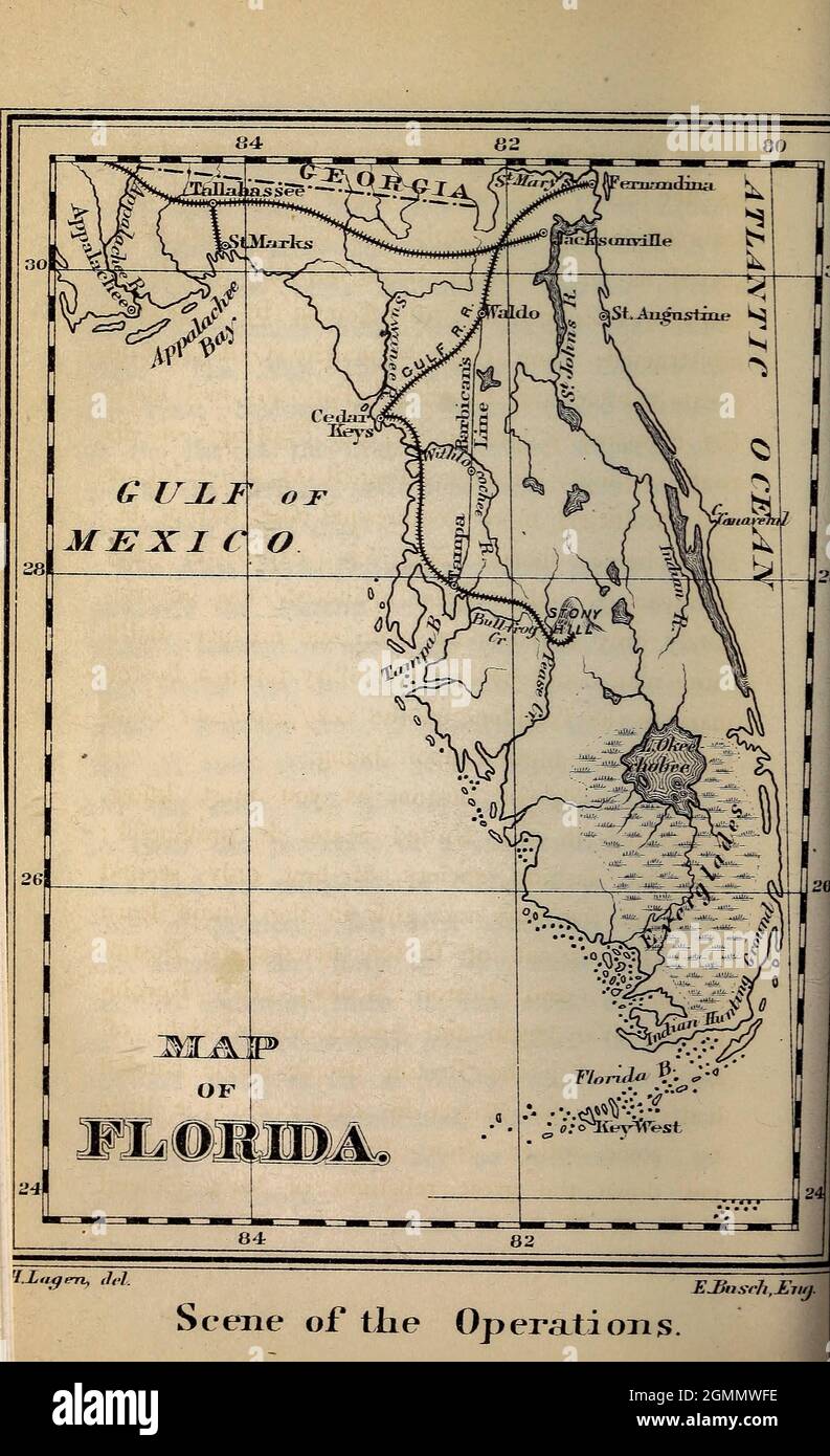 MAP of Florida USA (SCENE OF THE OPERATIONS) from the book ' The ...