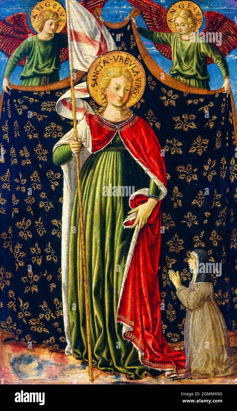 Benozzo Gozzoli, Saint Ursula with Two Angels and Donor, painting, 1455 ...