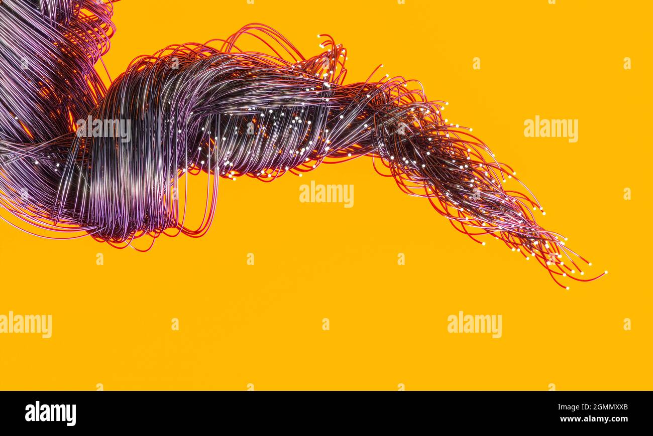 optical fiber on yellow background. 3d render Stock Photo - Alamy