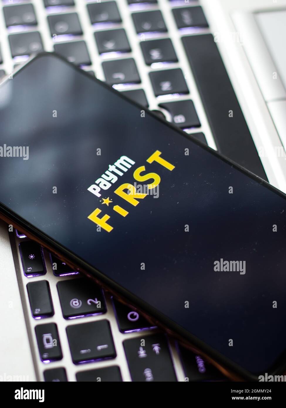 West Bangal, India - August 21, 2021 : Paytm first logo on phone screen ...