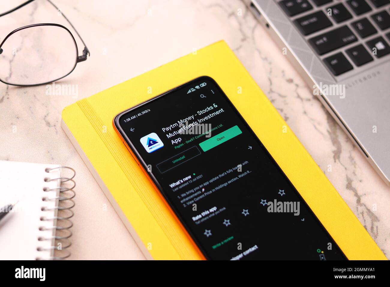 West Bangal, India - August 21, 2021 : Paytm money logo on phone screen ...