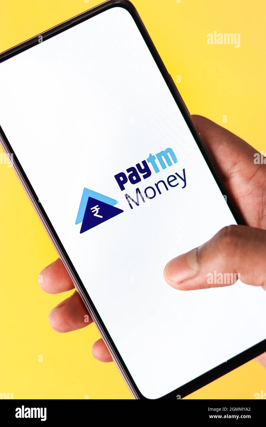 West Bangal, India - August 21, 2021 : Paytm money logo on phone screen ...
