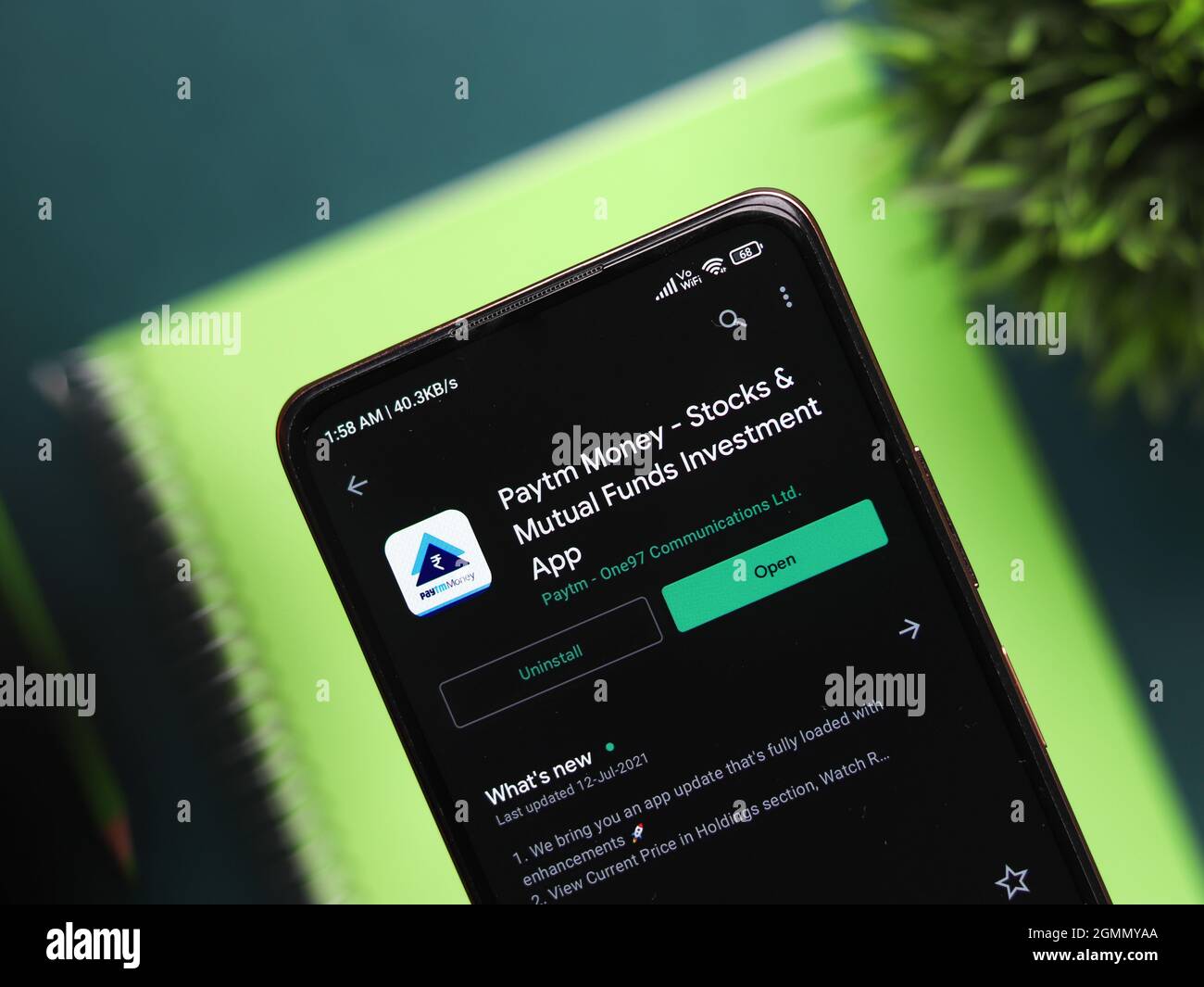 West Bangal, India - August 21, 2021 : Paytm money logo on phone screen ...