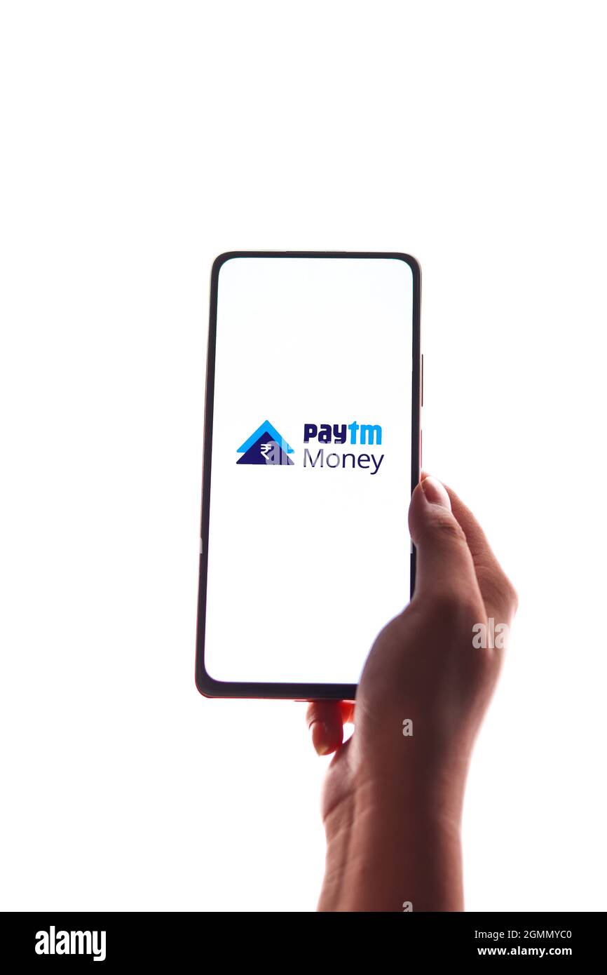 West Bangal, India - August 21, 2021 : Paytm money logo on phone screen ...