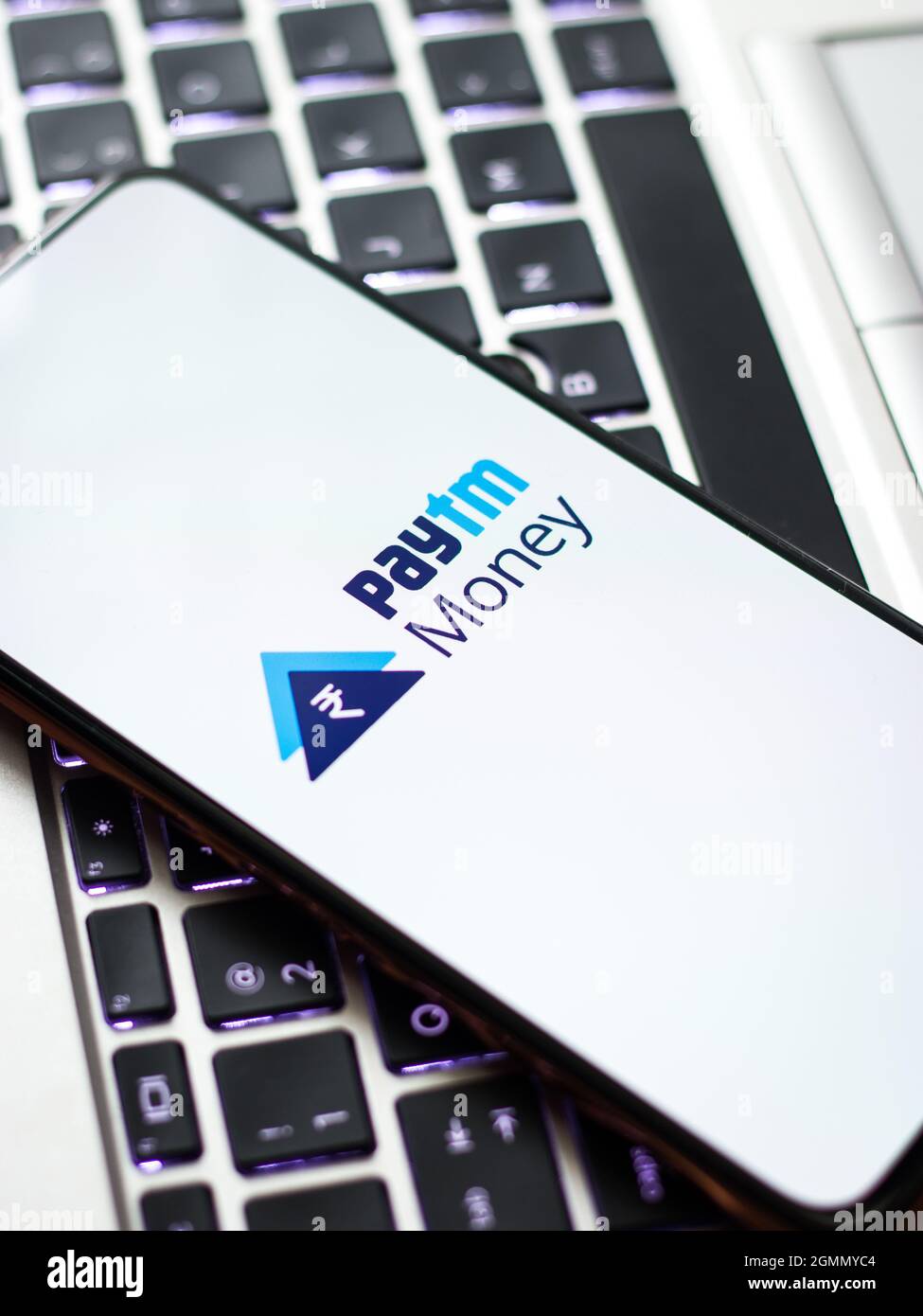 West Bangal, India - August 21, 2021 : Paytm money logo on phone screen ...