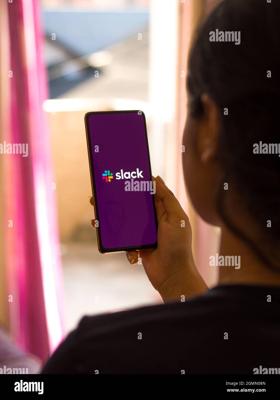 Assam, india - September 18, 2020 : Slack logo on phone screen stock ...