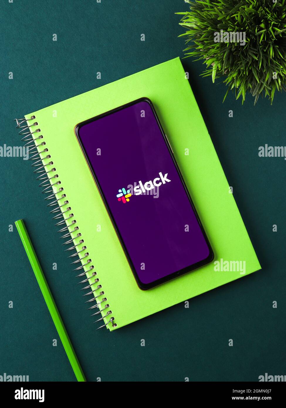 Assam, india - September 18, 2020 : Slack logo on phone screen stock ...