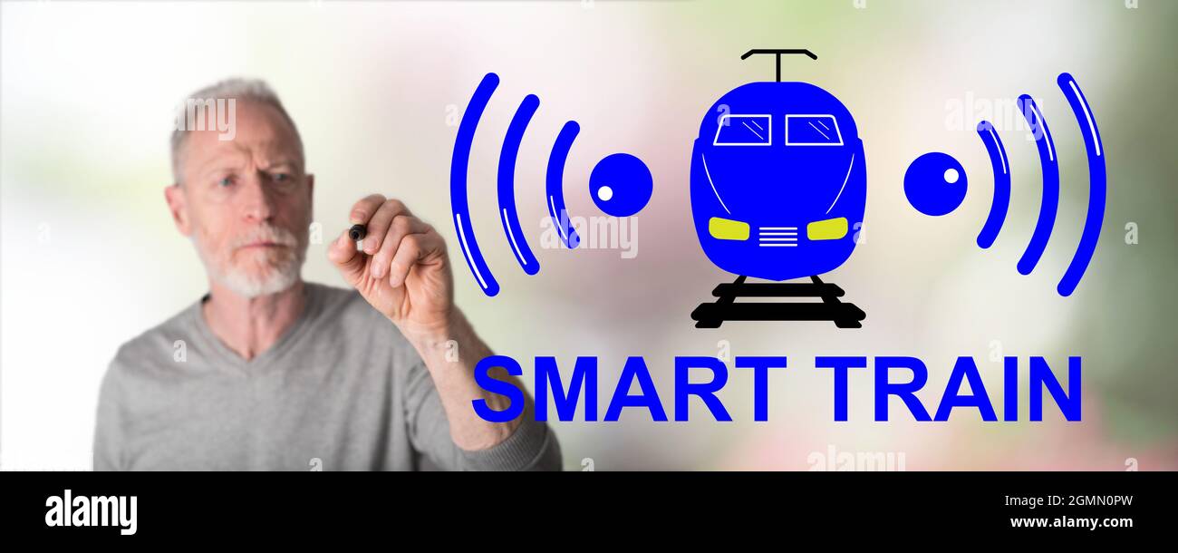 Smart train concept drawn by a man Stock Photo - Alamy