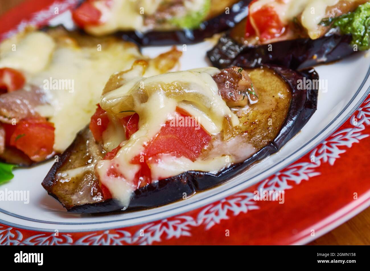 Melanzane al forno gratin Baked eggplant with chicken and cheese Stock ...