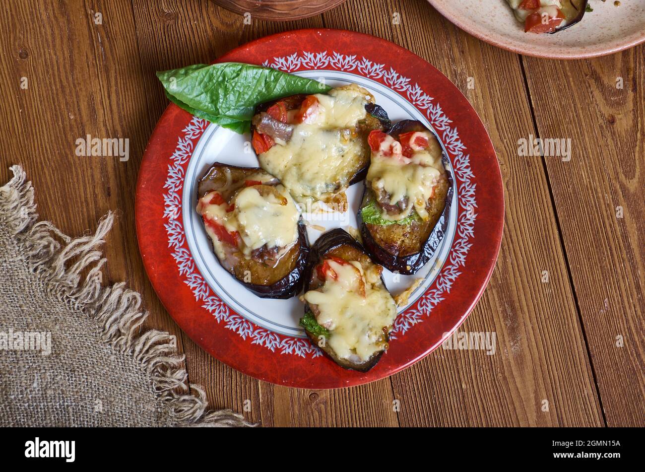 Melanzane al forno gratin Baked eggplant with chicken and cheese Stock ...