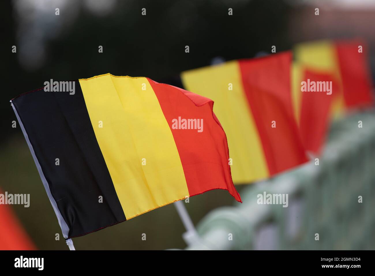 A row of Belgian flags at the UCI Road World Championships Elite Men ...