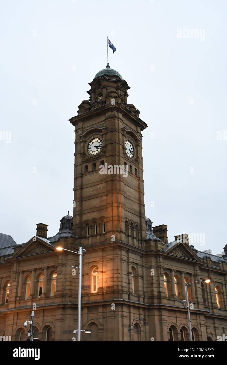 SYDNEY, AUSTRALIA - Jun 10, 2021: A Historical clock in the city area ...
