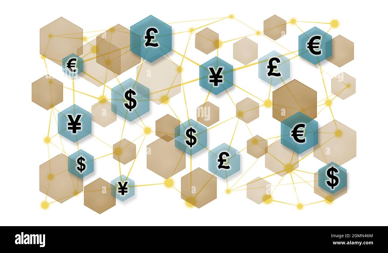 Illustration of a currency network concept Stock Photo - Alamy