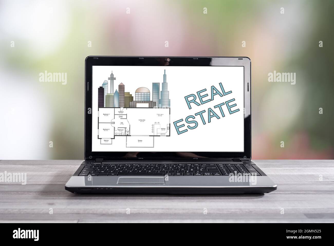 Real estate concept shown on a laptop screen Stock Photo - Alamy