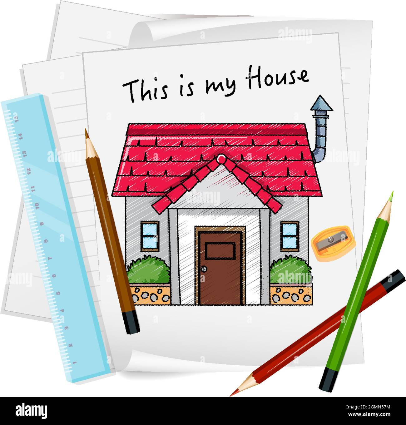 Sketch little house on paper isolated illustration Stock Vector Image ...