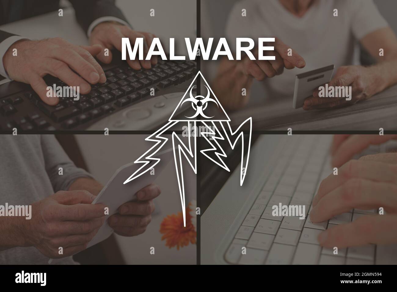 Malware concept illustrated by pictures on background Stock Photo - Alamy