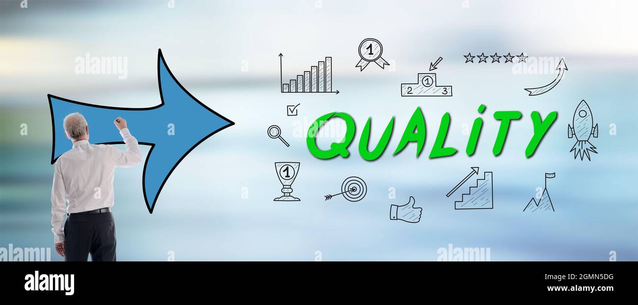 Quality concept drawn by a businessman Stock Photo - Alamy