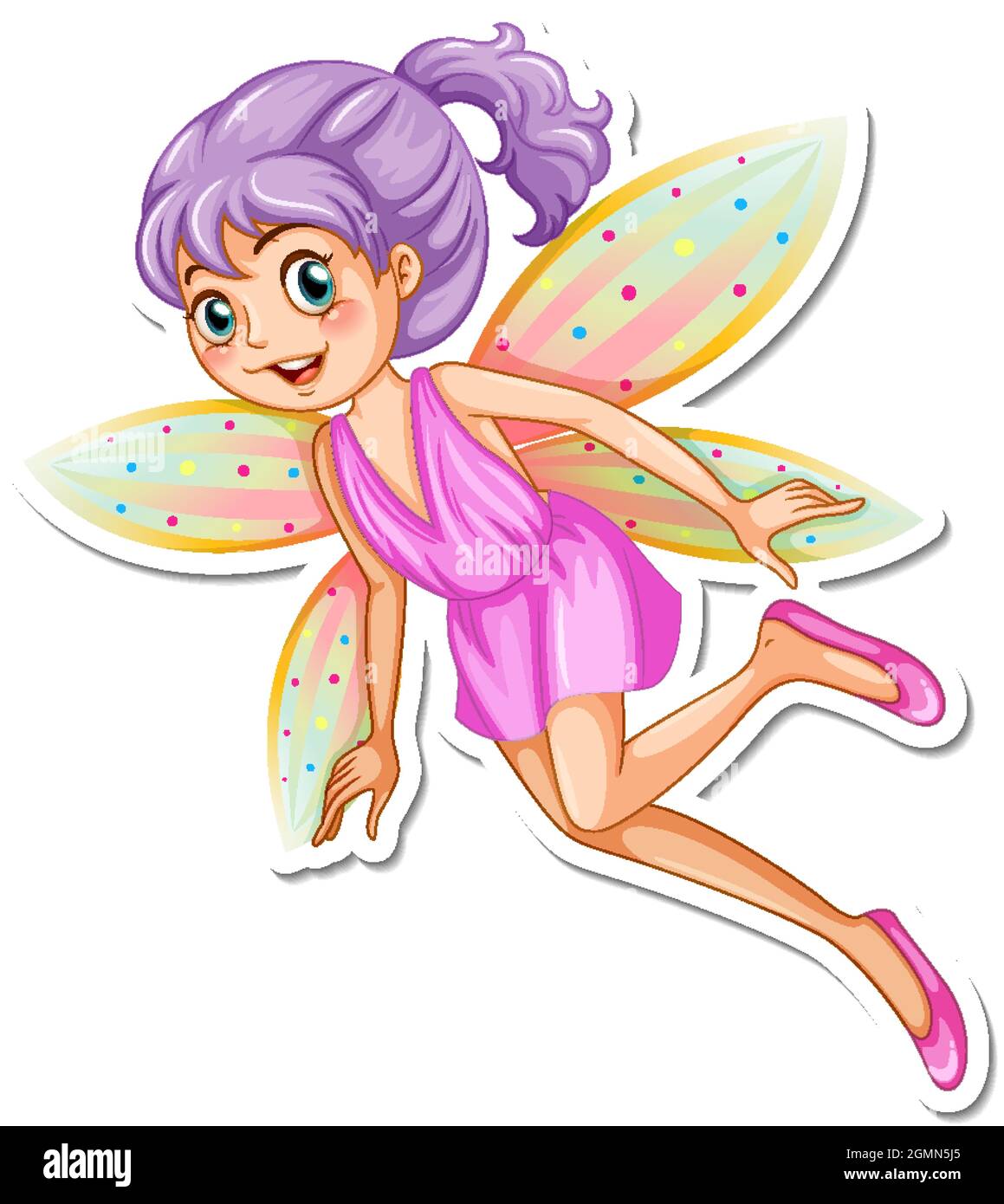 Beautiful fairy cartoon character sticker illustration Stock Vector ...