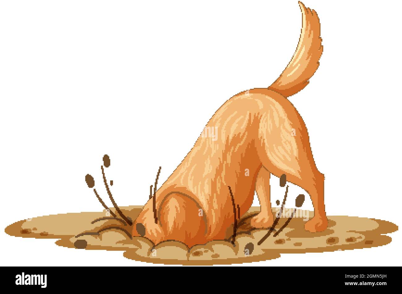 Dog digging dirt on white background illustration Stock Vector Image ...