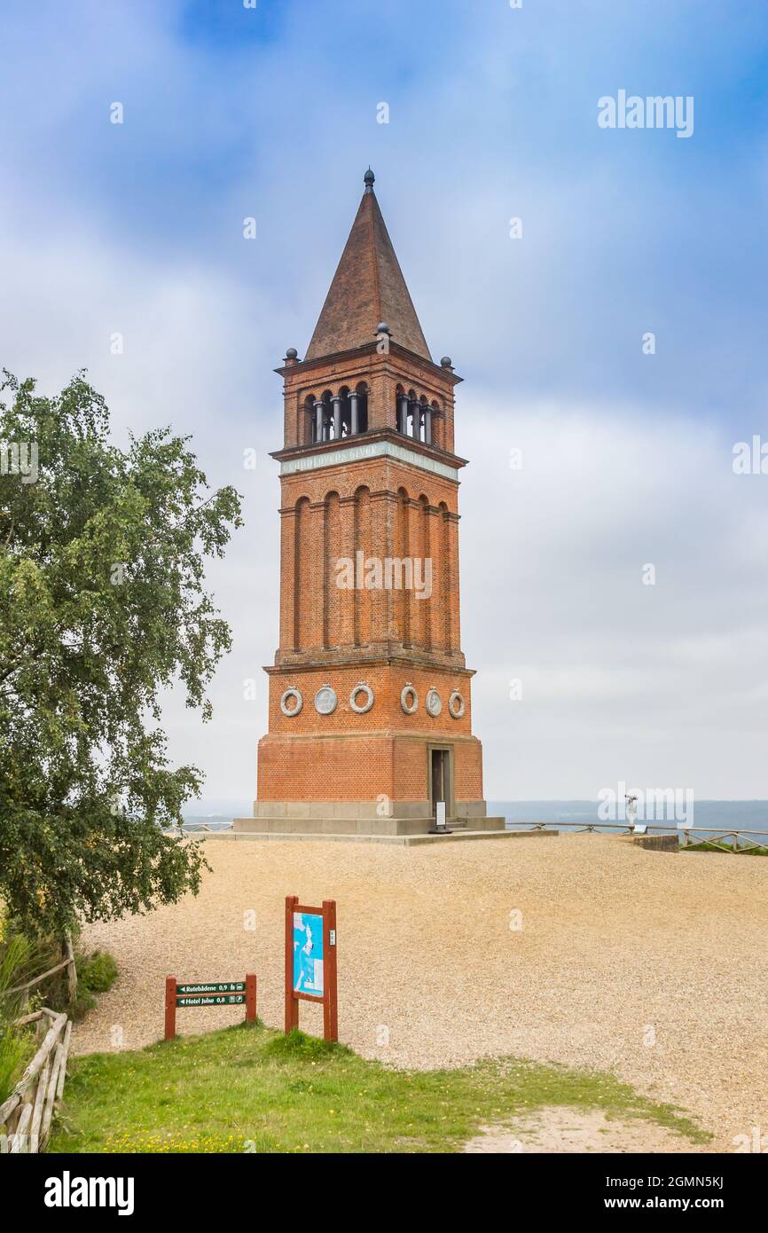 Red brick tower on top of the Himmelbjerget mountan, Denmark Stock ...