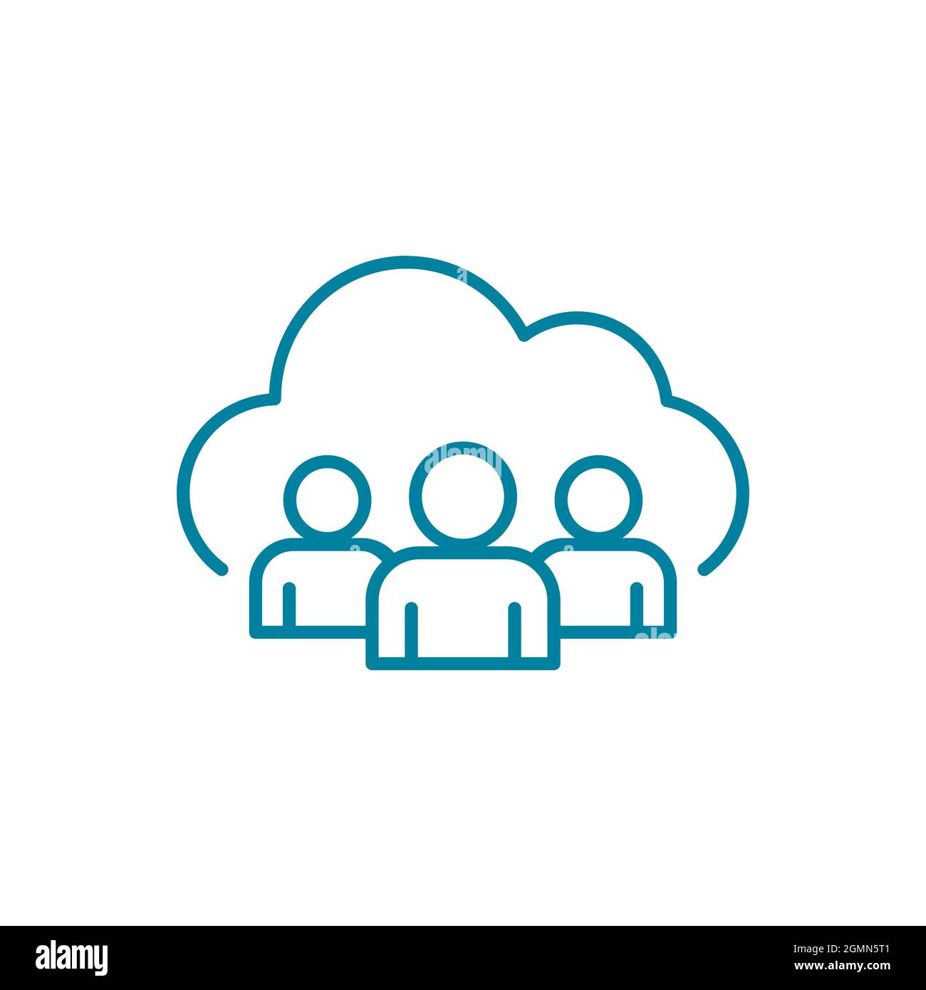 Cloud users line icon. Cloud networking. Collaboration and cooperation ...
