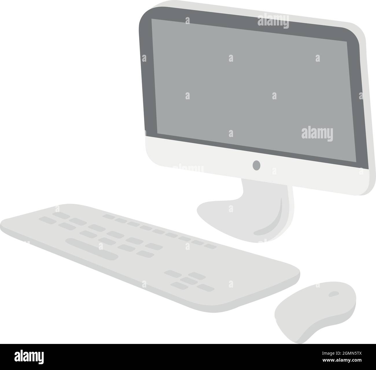 desktop computer with keyboard and mouse. cartoon isolated vector Stock ...