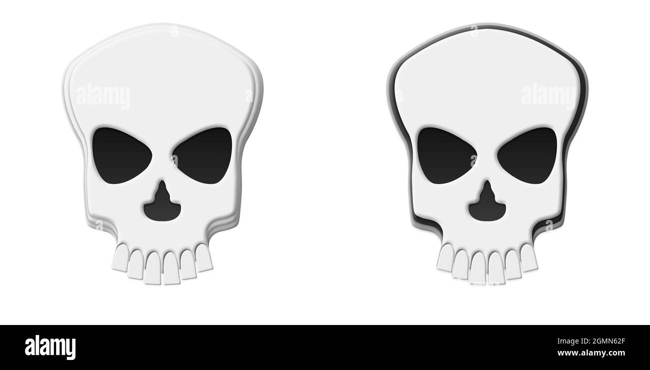 Death skulls, human skull flat icon for copy space 3D illustration ...