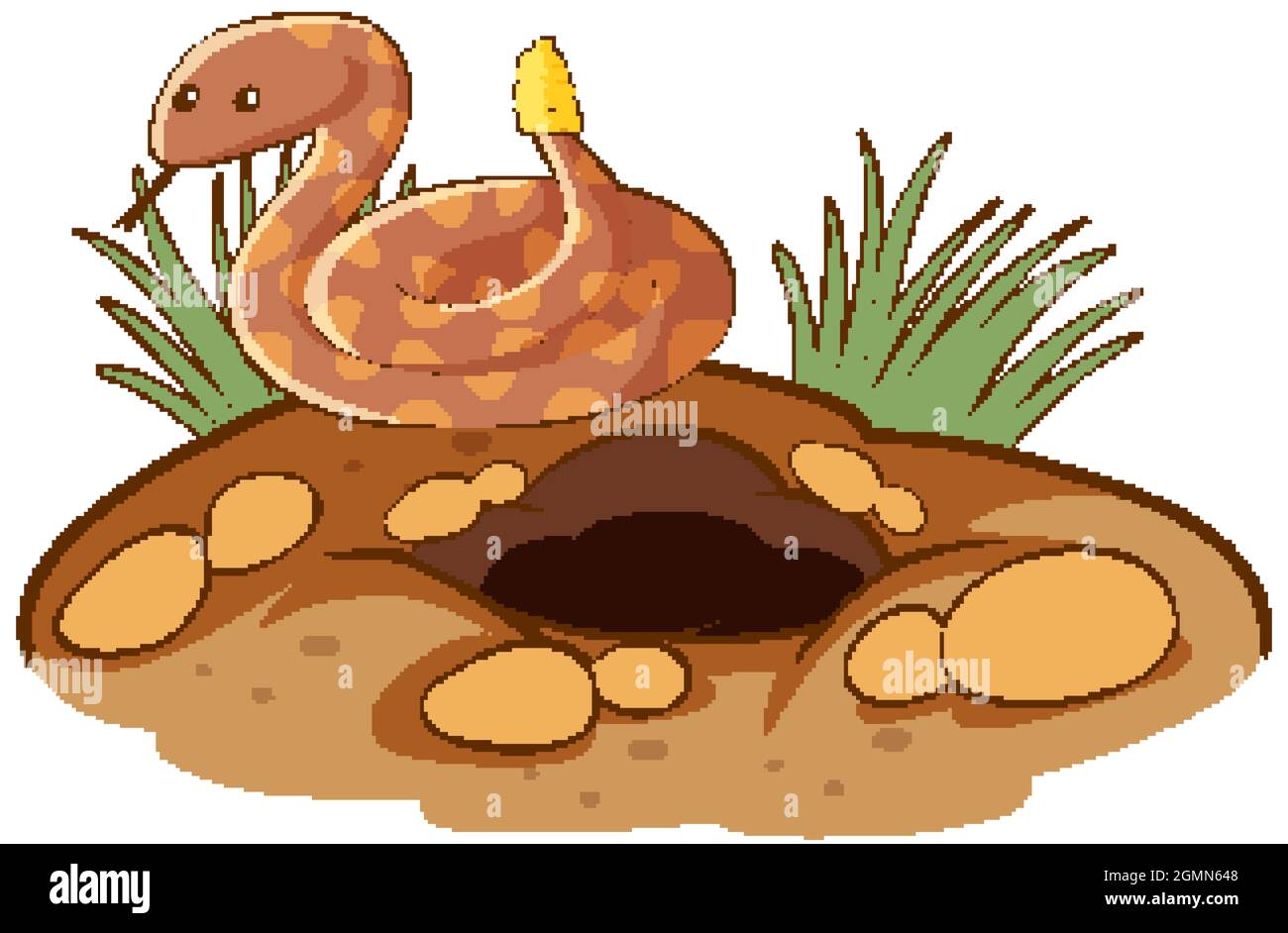 Rattle snake with hole on white background illustration Stock Vector ...