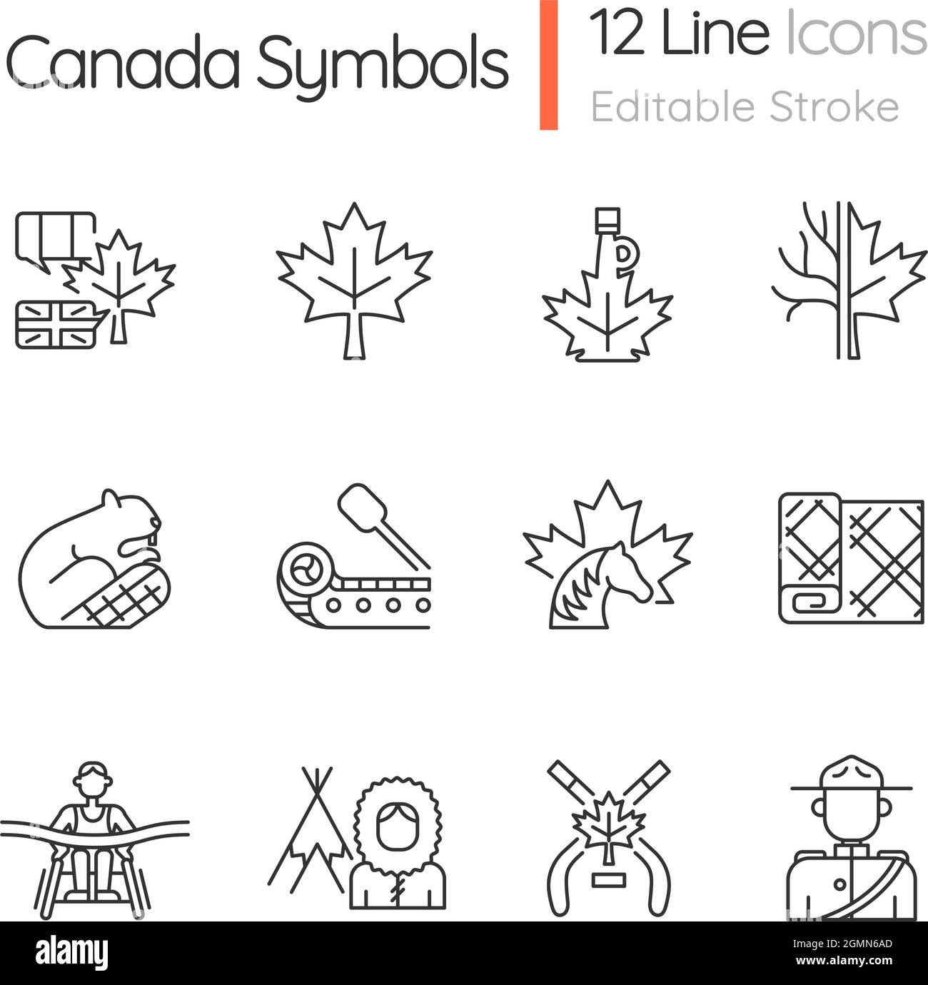 Canadian symbols linear icons set Stock Vector Image & Art - Alamy