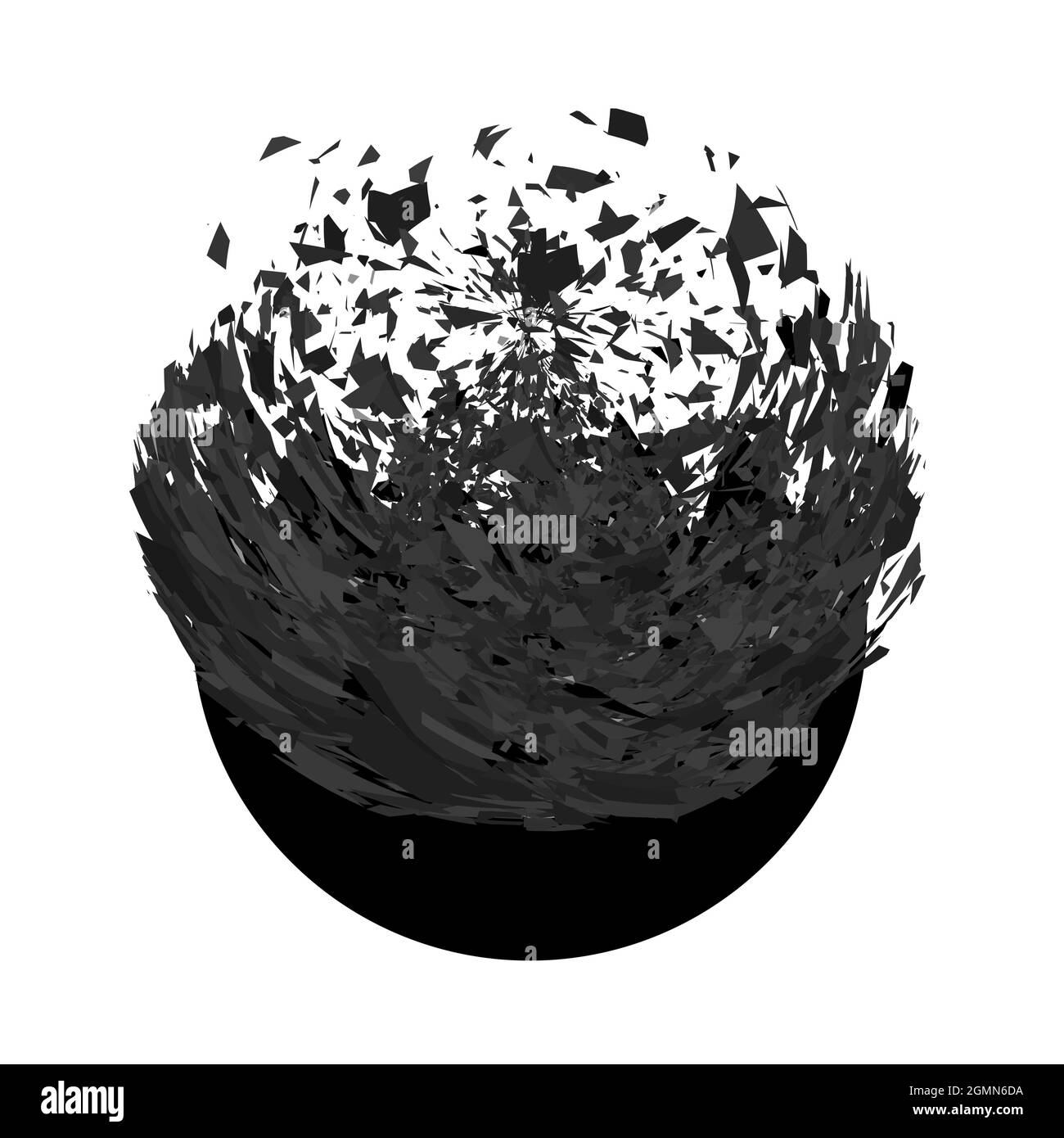 Explosion Cloud of Black Pieces on White Background. Sharp Particles ...