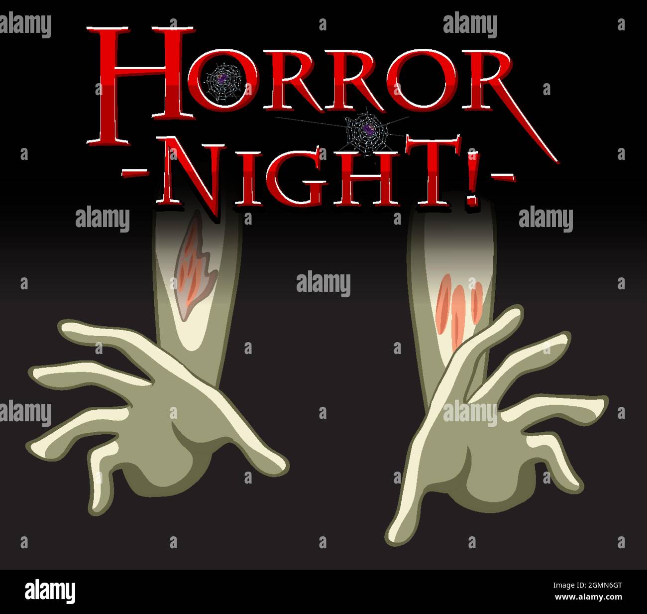 Horror Night text logo with corpse hands illustration Stock Vector ...