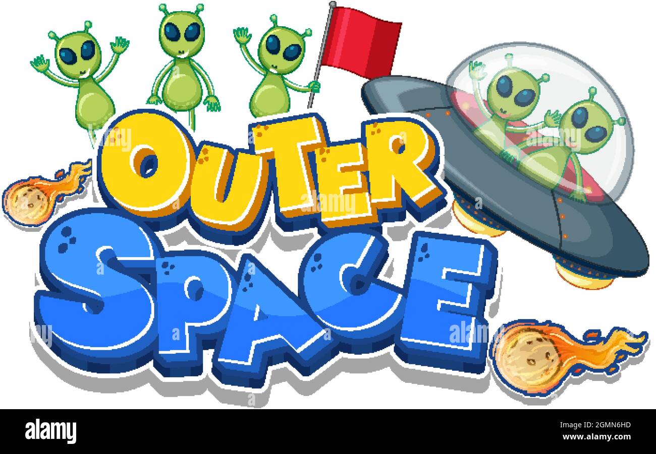 Outer Space logo with many aliens illustration Stock Vector Image & Art ...