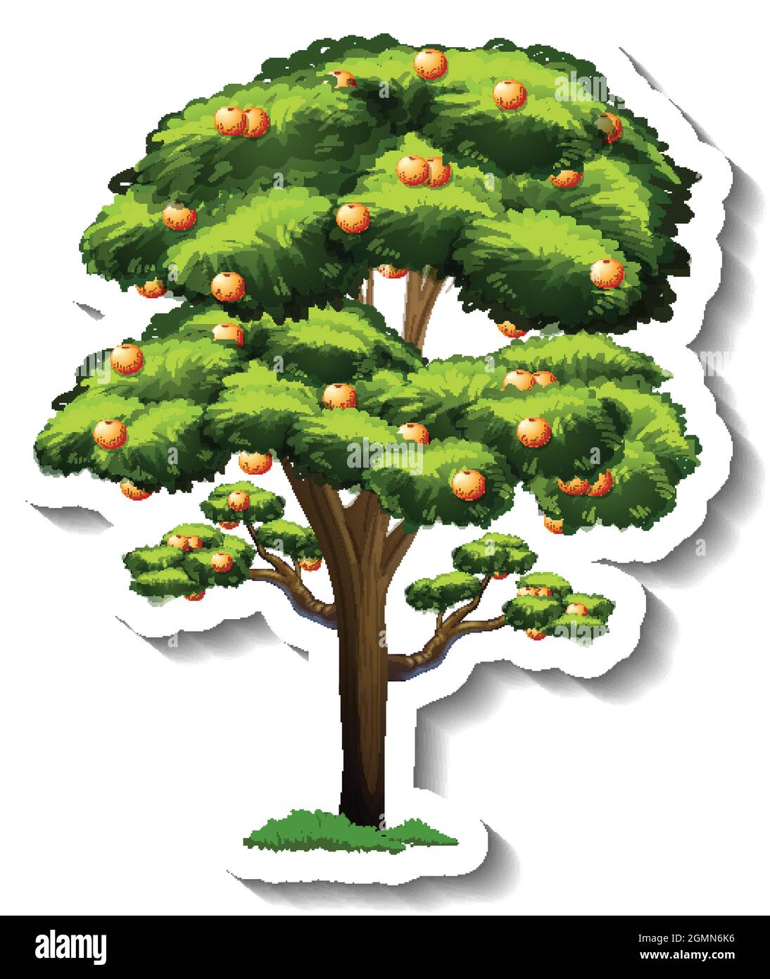 Orange tree sticker on white background illustration Stock Vector Image ...