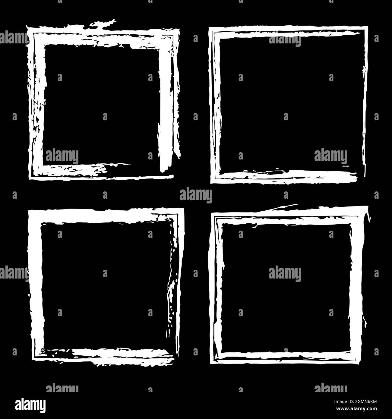 Set of white grunge scratch squares. Vector frames. Isolate white ...