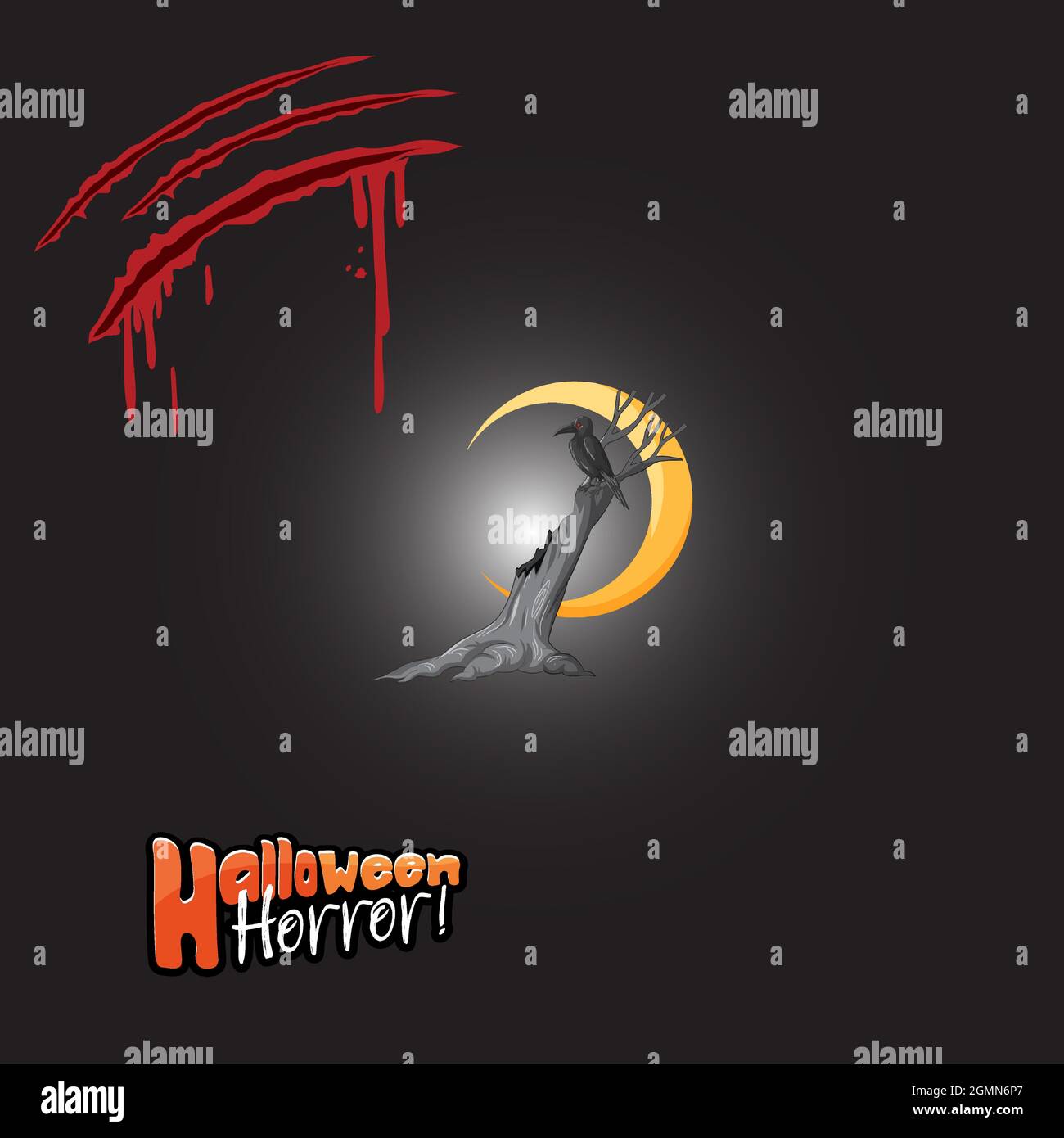 Halloween Horror logo with bloody scatch illustration Stock Vector ...