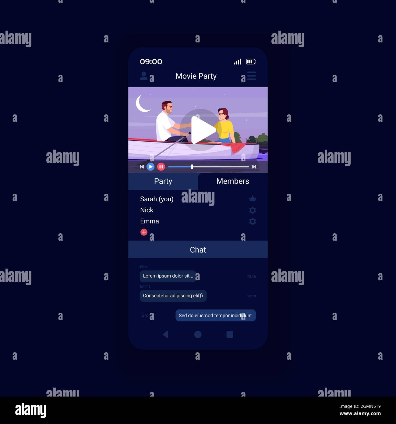 Video streaming platform app smartphone interface vector template Stock ...