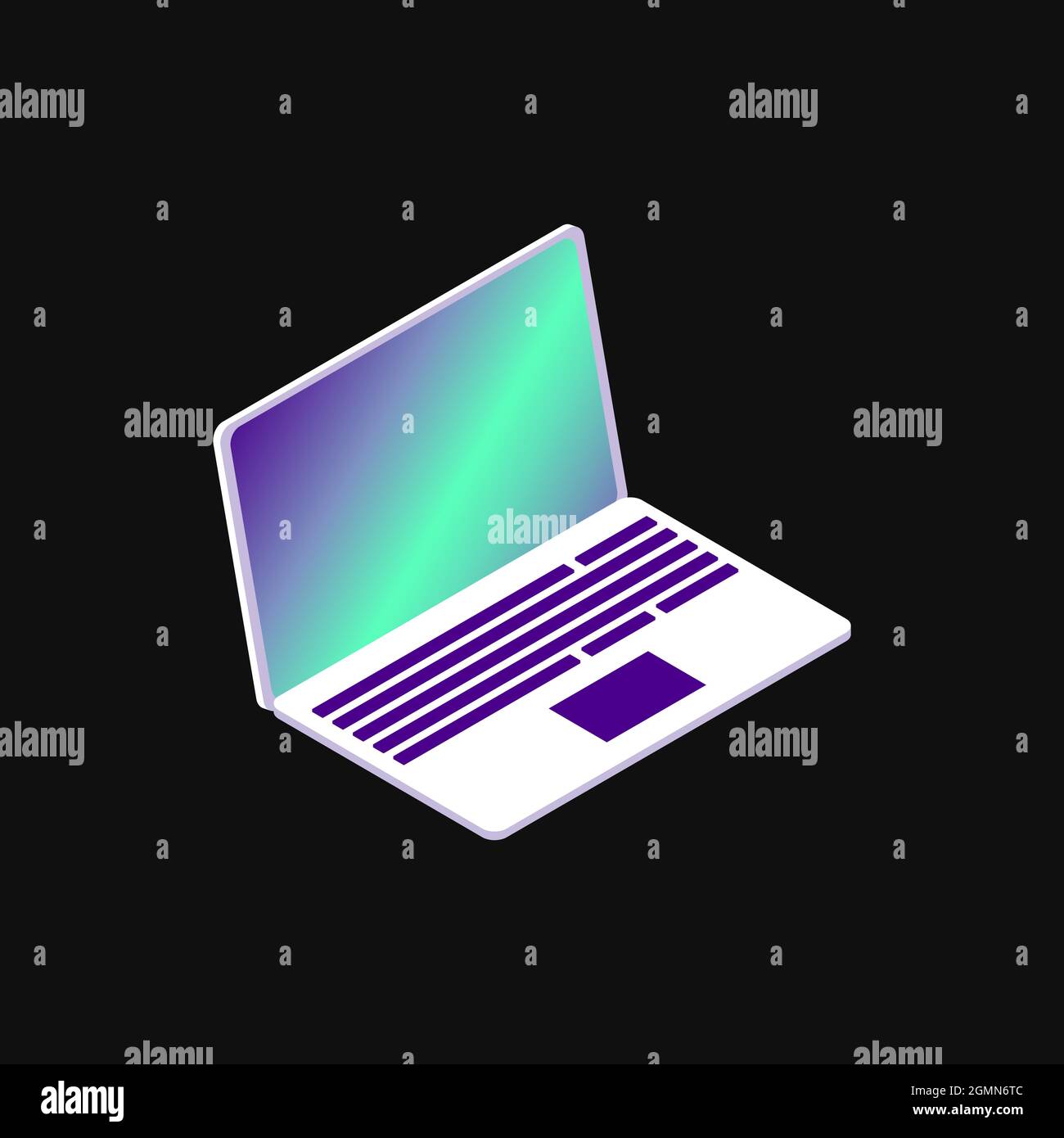 Graphic Laptop with Gradient Screen and Violet Keyboard. Isolated ...