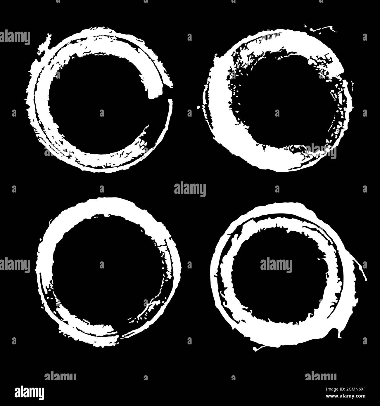 Set of white grunge scratch circles. Vector frames. Isolate black ...